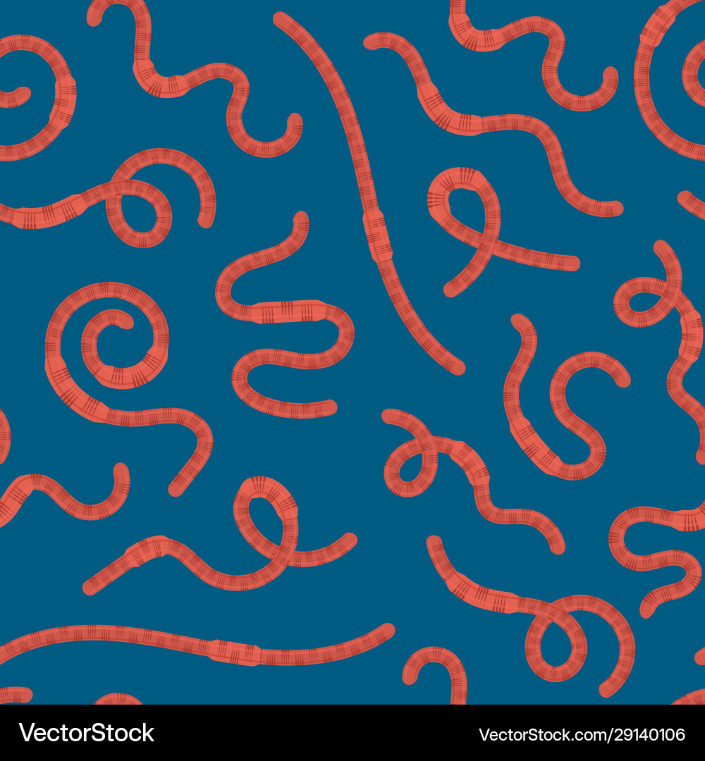 Cartoon earth red worms seamless pattern Vector Image