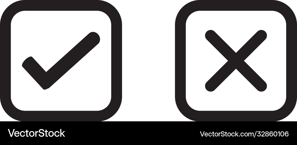 Check mark wrong black icon Royalty Free Vector Image
