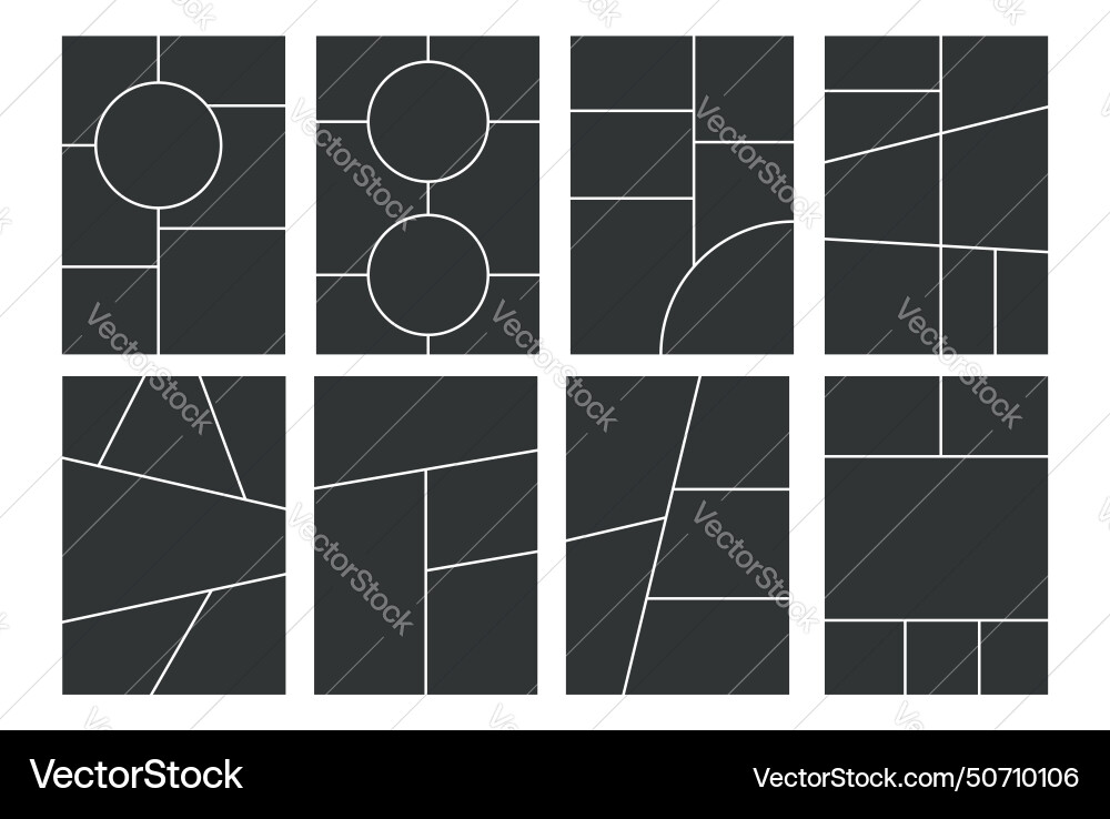Grid template for photo collage mood board Vector Image
