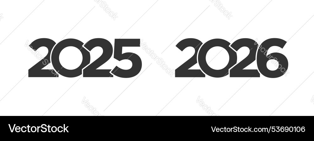 Happy new year 2025 2026 text logo design Vector Image