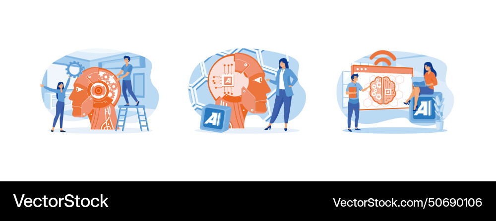 Machine learning and training artificial Vector Image