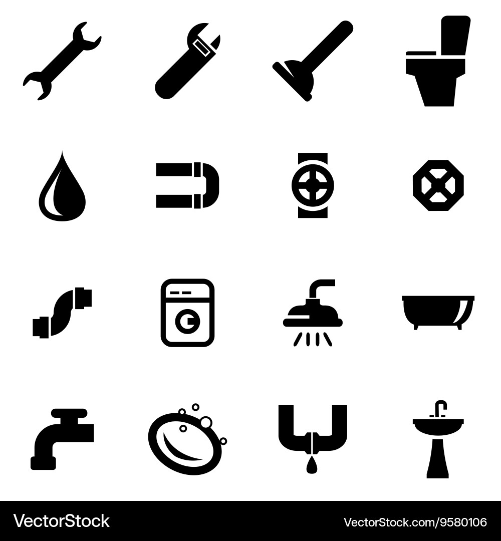 Plumbing Icon Set - Water & Fixtures Vector Image