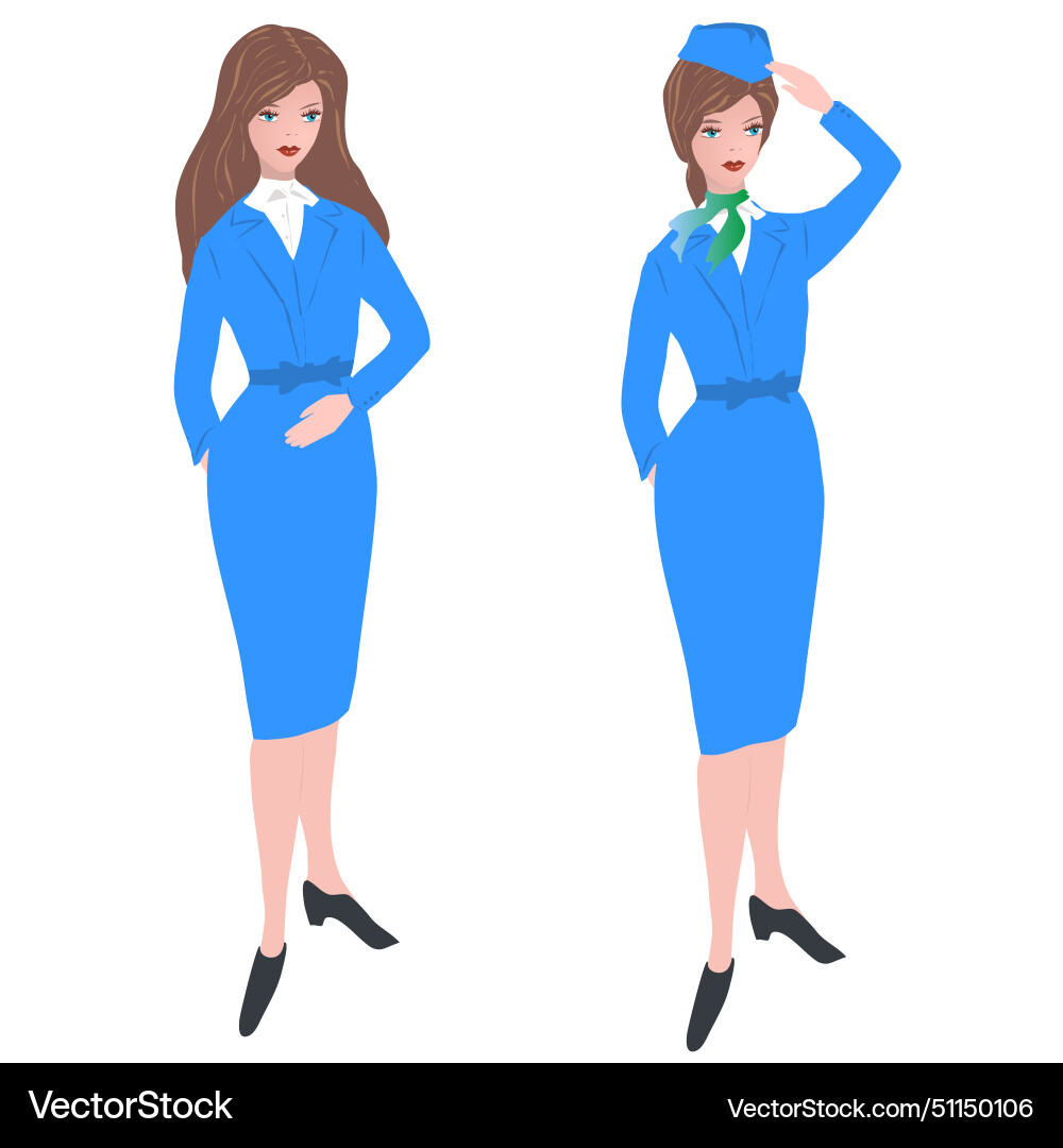 Realistic girl in blue uniform Royalty Free Vector Image