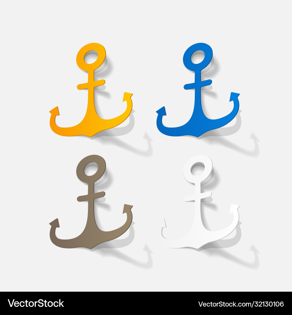 Realistic paper sticker anchor Royalty Free Vector Image
