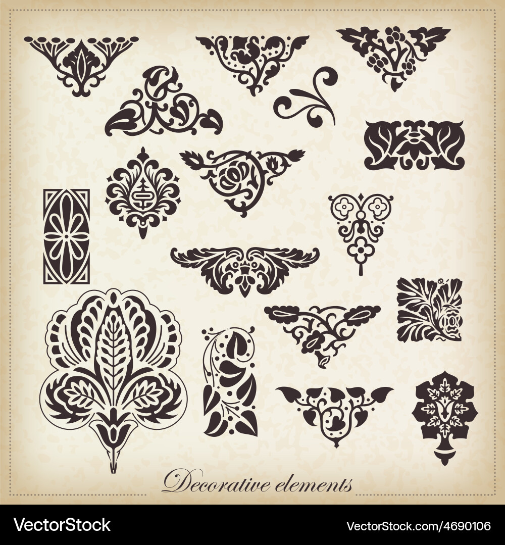 Set calligraphic design elements Royalty Free Vector Image