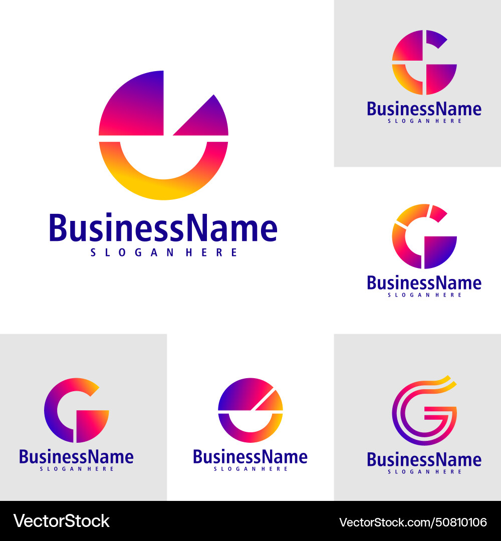 Set of letter g logo design creative initial Vector Image