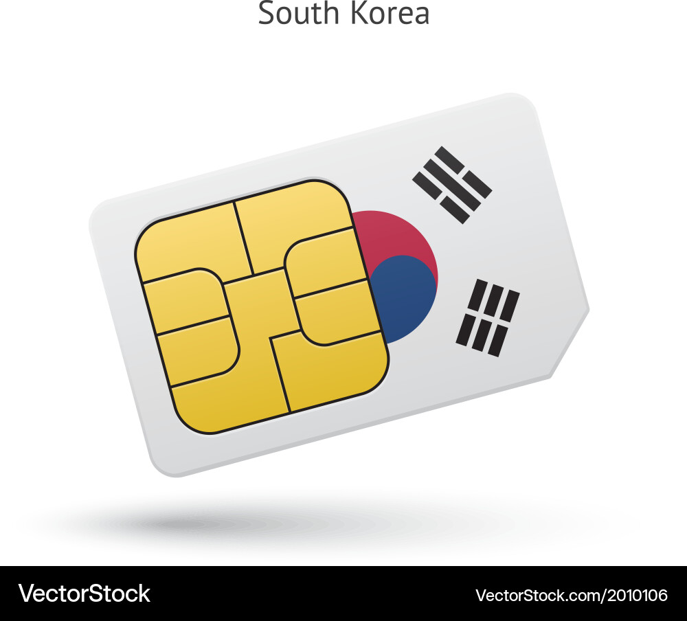 South korea mobile phone sim card with flag Vector Image