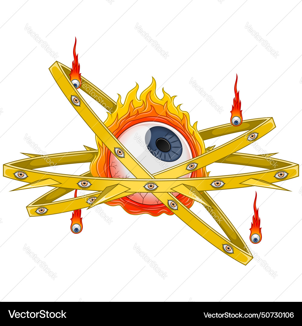 Throne type angel with burning eye Royalty Free Vector Image