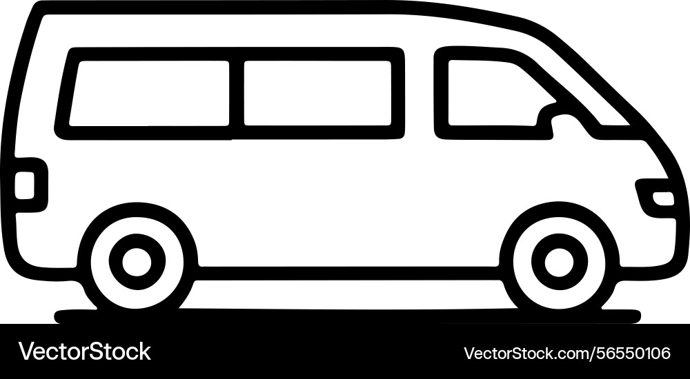 Van icon or outline minibus Royalty Free Vector Image