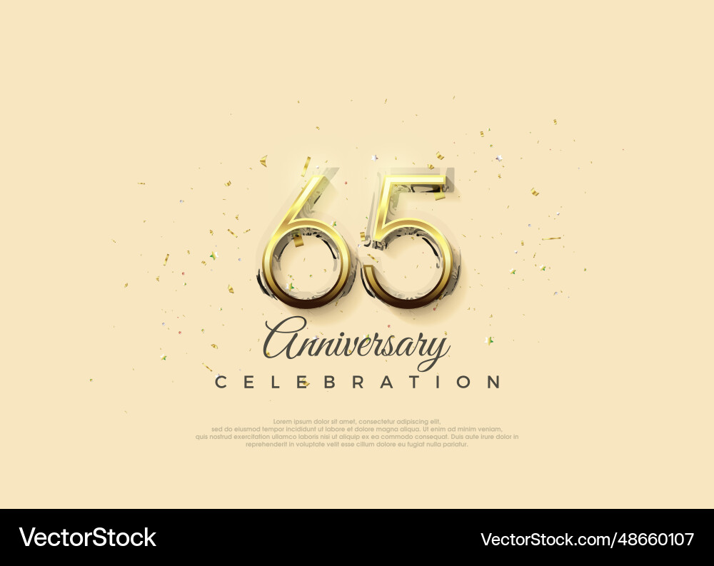 Anniversary number with 65th digits in luxurious Vector Image