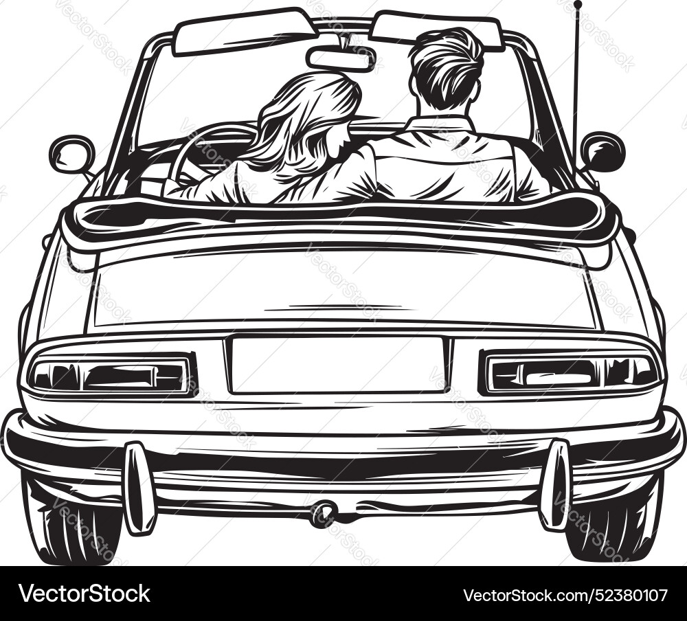 Breezy bliss convertible drive back view logo Vector Image