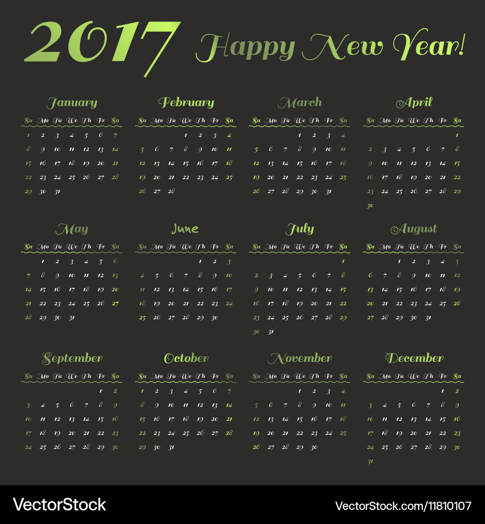 Calendar 2017 template Royalty Free Vector Image