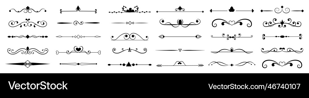 Chapter flourish dividers romantic separators Vector Image