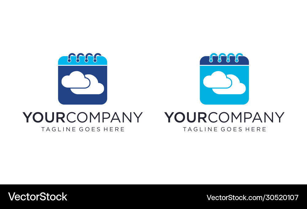 Cloud and calendar for logo designs Royalty Free Vector