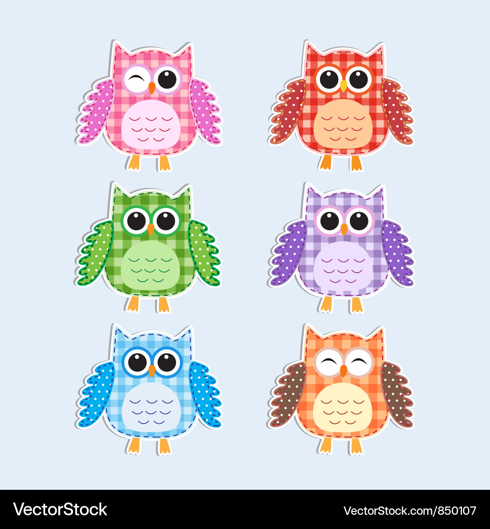 Colorful owls Royalty Free Vector Image - VectorStock