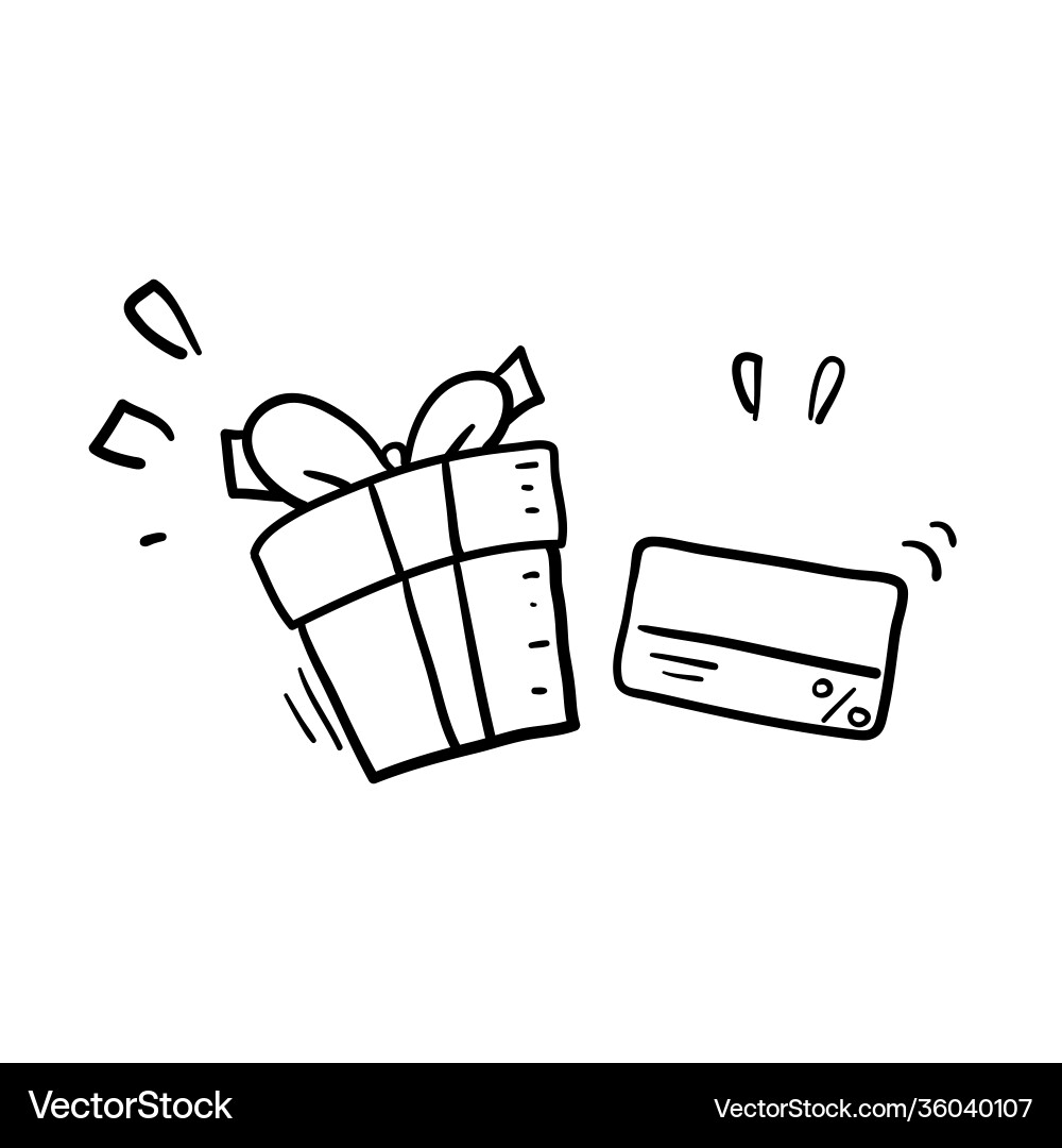 Hand drawn doodle card and gift symbol Royalty Free Vector