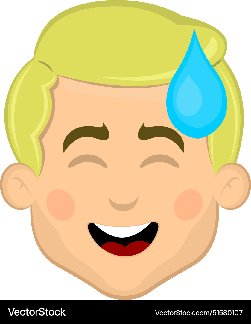 Head blond man expression shame drop sweat Vector Image
