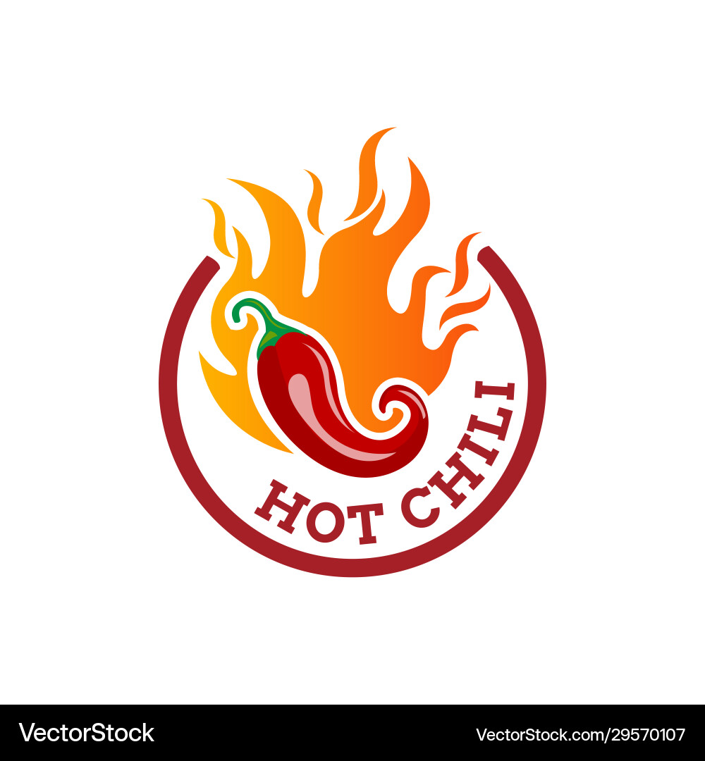 Hot chilli logo food label or sticker concept Vector Image