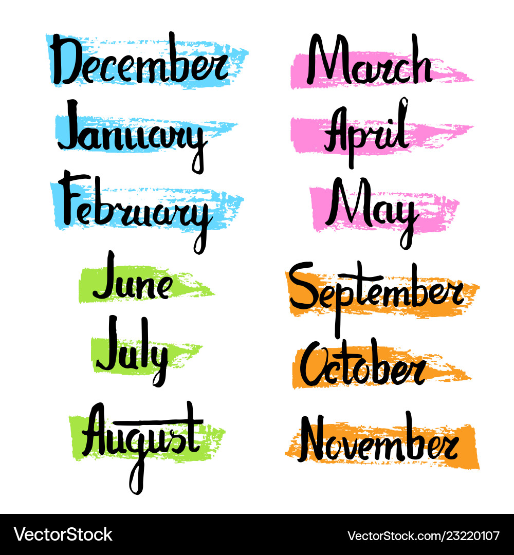 Name of months Royalty Free Vector Image - VectorStock