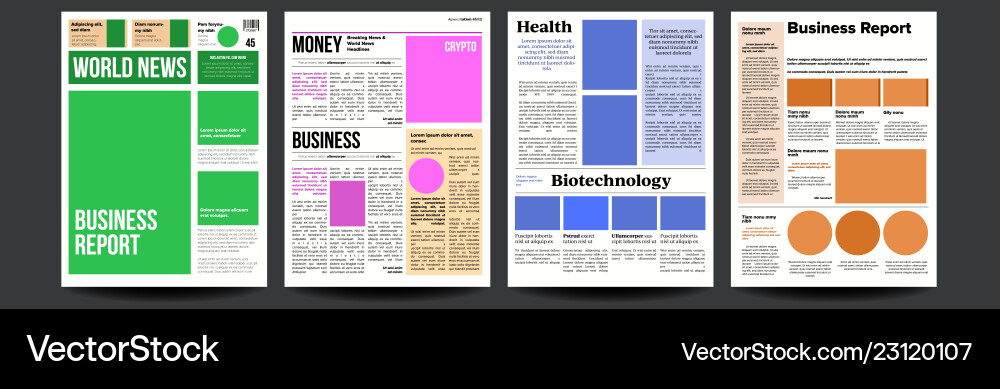 Newspaper realistic pages template news Royalty Free Vector