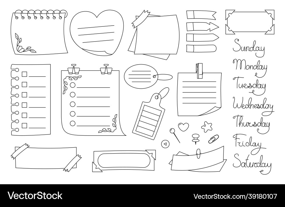 Notebook paper black line note set sticker notepad