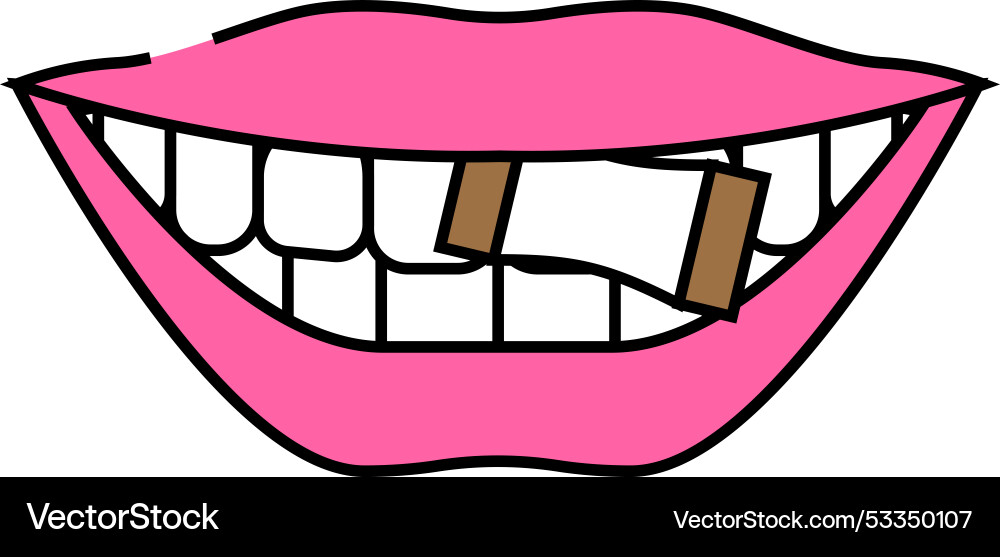 Snus nicotine mouth icon color Royalty Free Vector Image