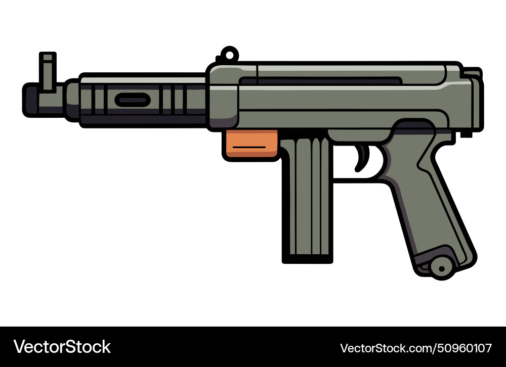Submachine gun machine hand weapons Royalty Free Vector