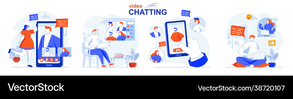 Video chatting concept set online communication Vector Image