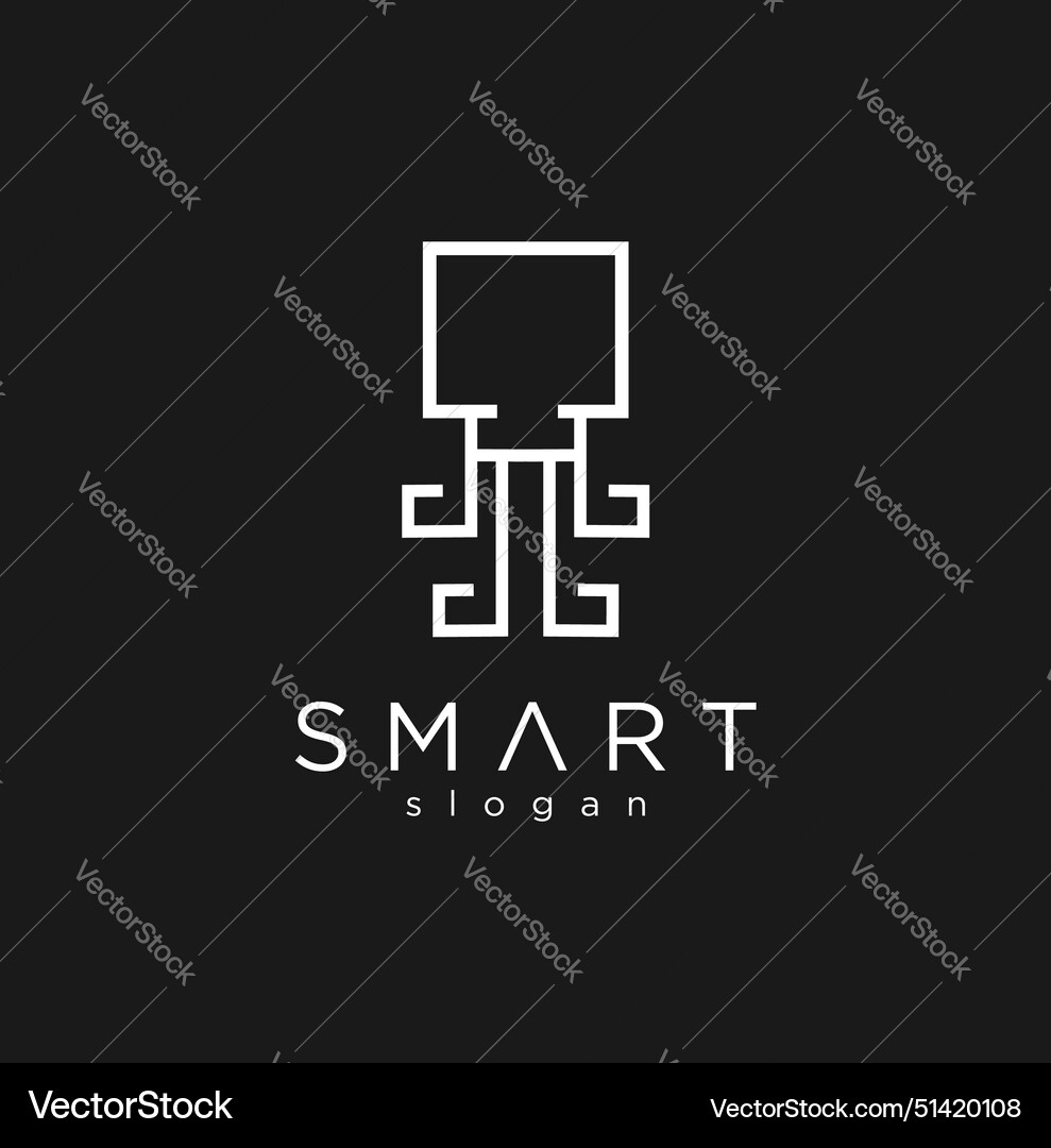 Abstract octopus square logo line pattern squid Vector Image