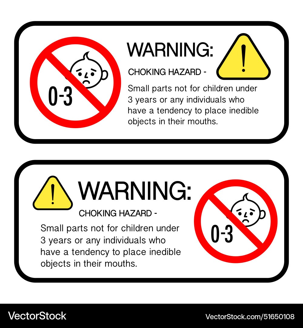 Choking Hazard Warning Sticker Royalty Free Vector Image