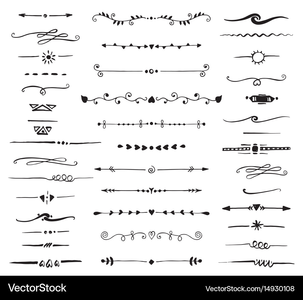 Collection of hand drawn borders in sketch Vector Image