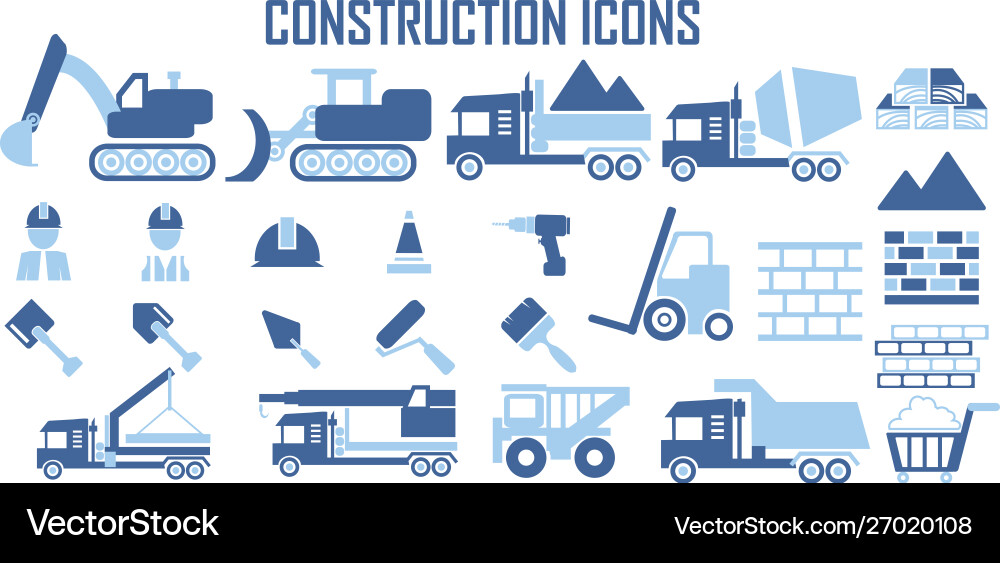 Construction building work icons Royalty Free Vector Image