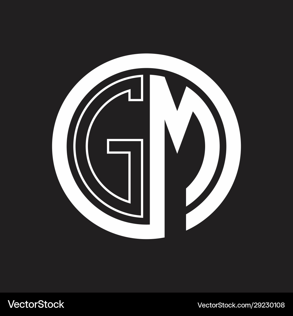Gm logo with circle rounded negative space design Vector Image
