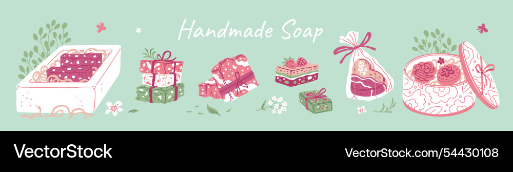 Handmade natural soap banner design soap Vector Image