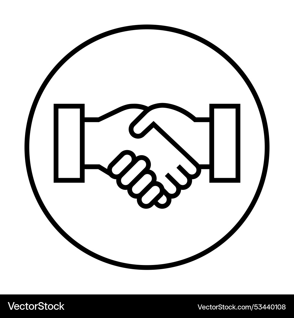 Handshake symbol in a circle reflecting agreement Vector Image