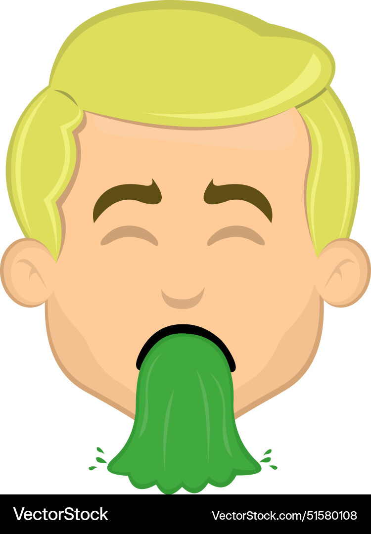 Head blond man green vomit Royalty Free Vector Image