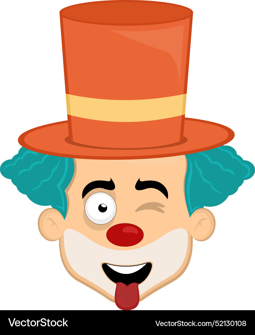 Head clown winking eye tongue out Royalty Free Vector Image