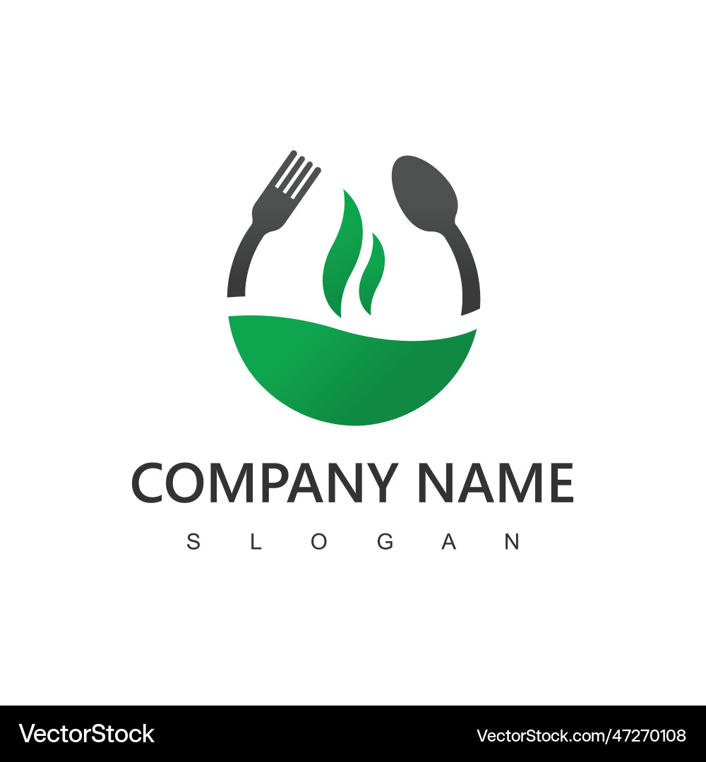 Healthy food logo restaurant icon using vegan Vector Image