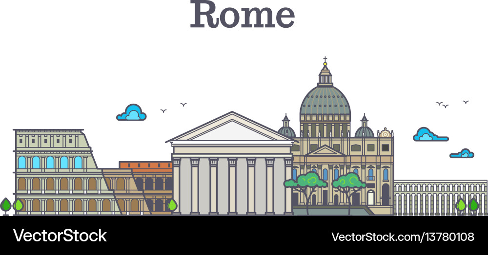 Line art rome architecture italy buildings Vector Image