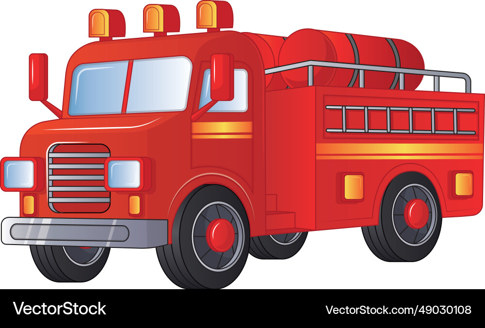 Red fire engine on white background Royalty Free Vector