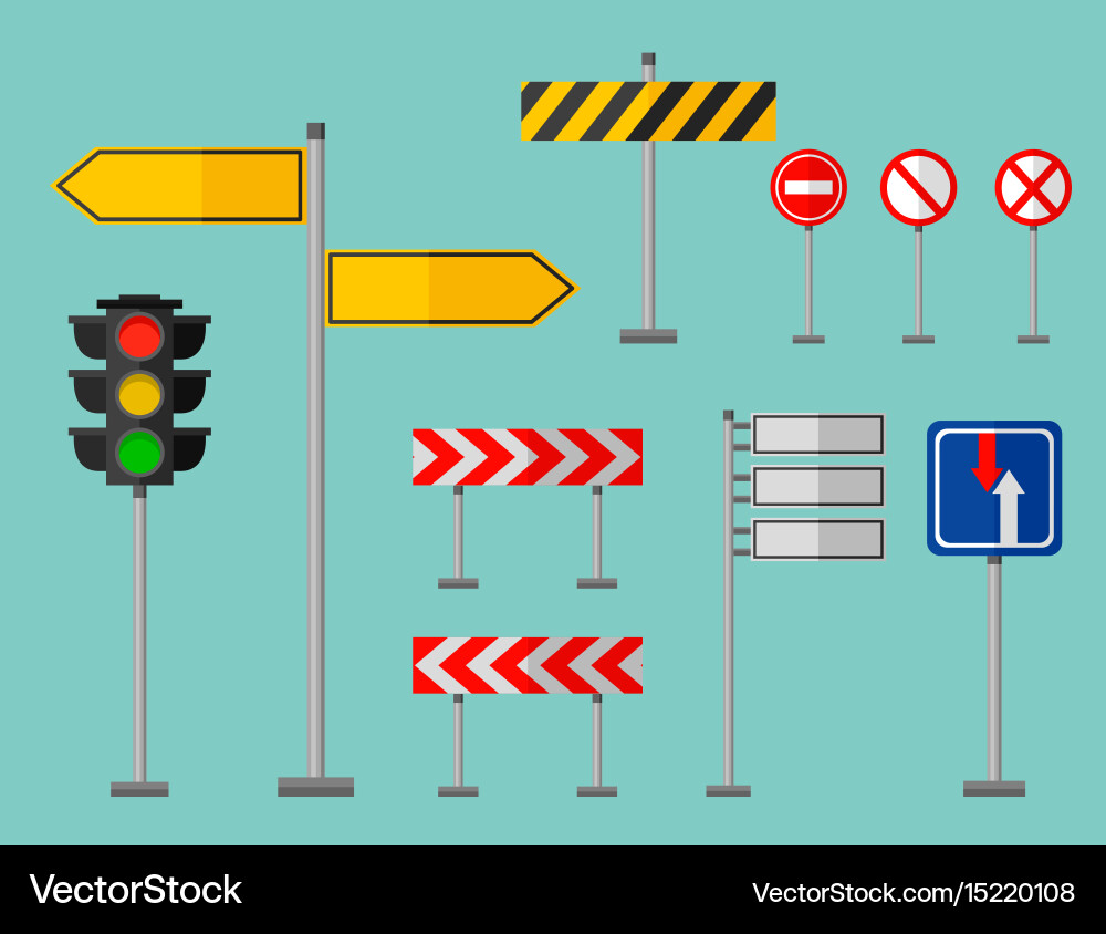 Road symbols traffic signs graphic elements Vector Image