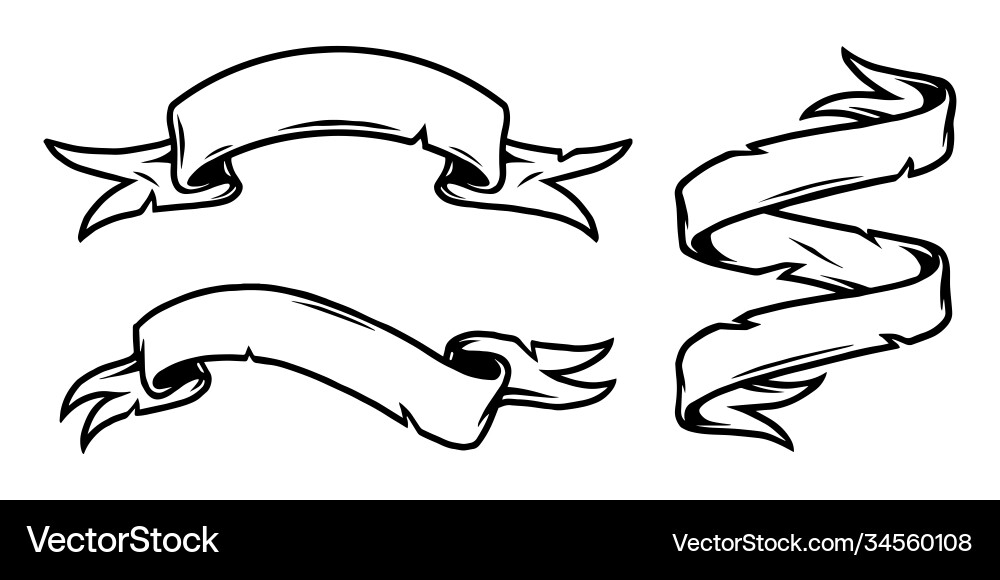 Vintage collection old paper ribbons Royalty Free Vector