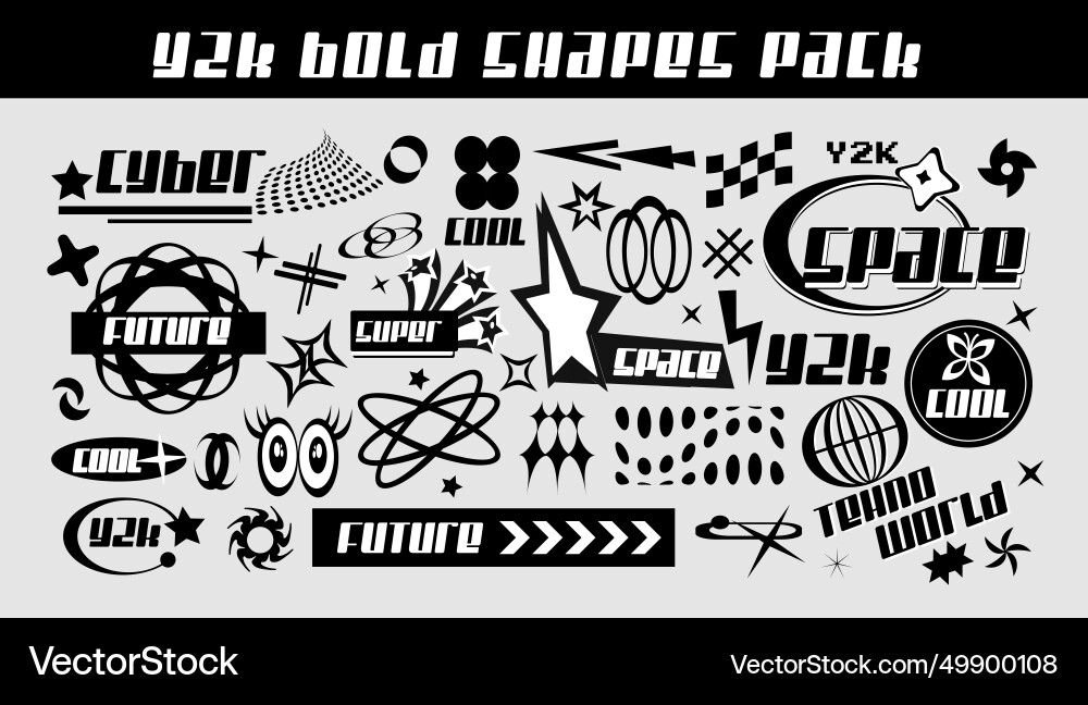 Y2k elements set icon retro futurist modern Vector Image