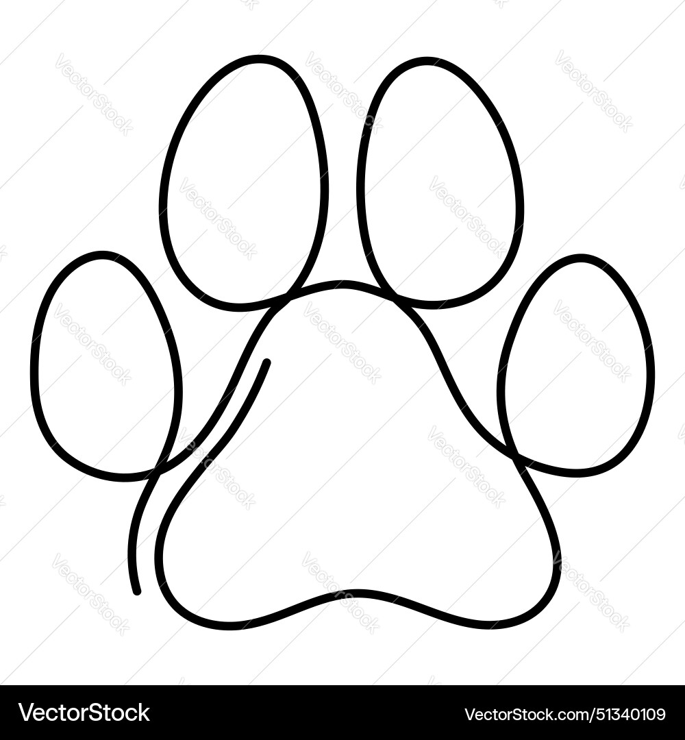 Cat dog paw continuous one line drawing Royalty Free Vector