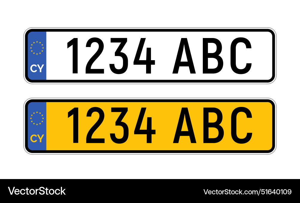 Cyprus car license plate eu design template Vector Image