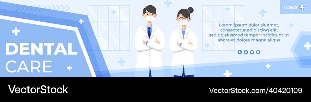 Dental flat design banner editable of square Vector Image