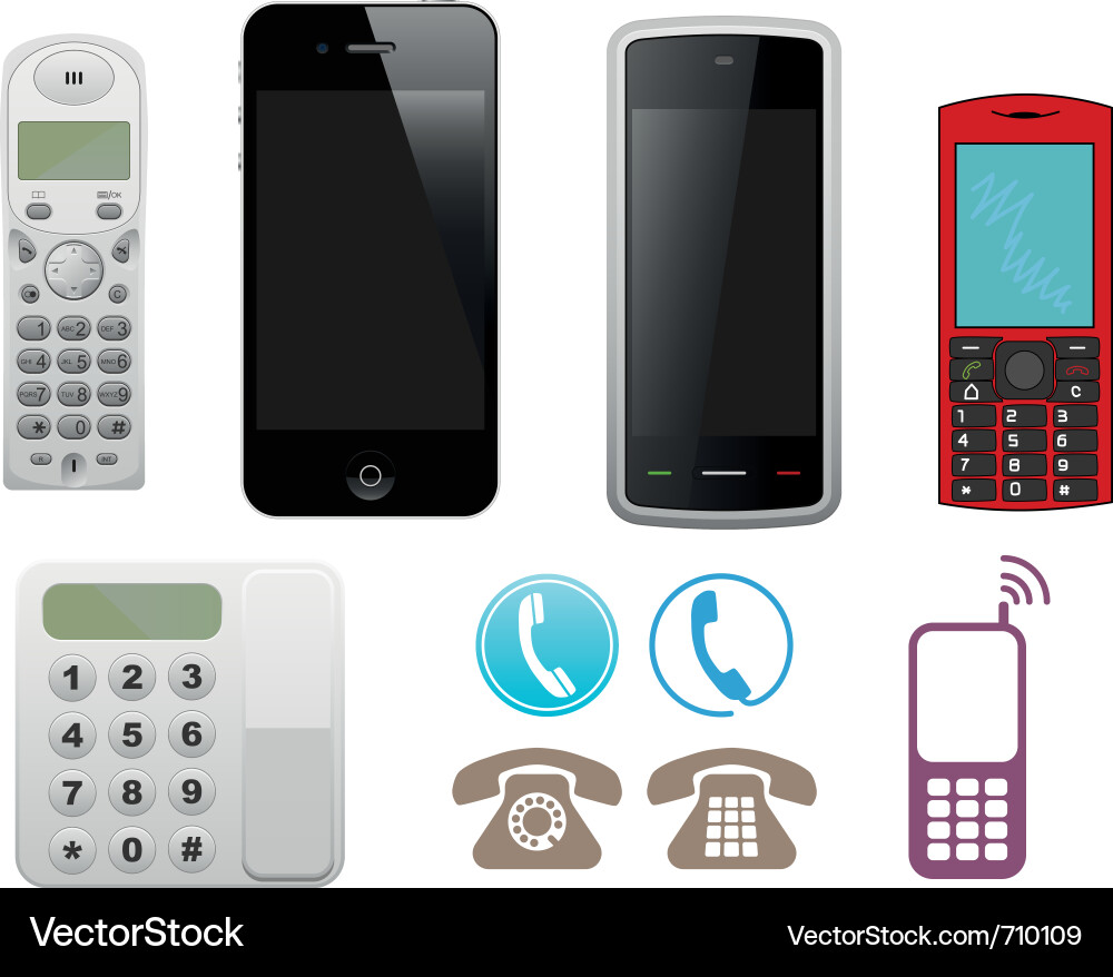 Different phone set Royalty Free Vector Image - VectorStock