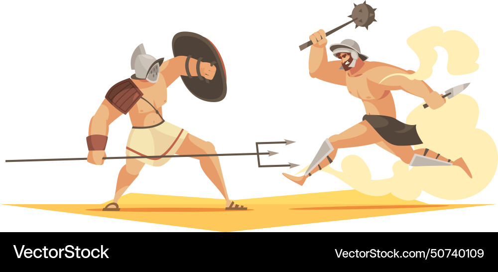 Gladiators cartoon composition Royalty Free Vector Image