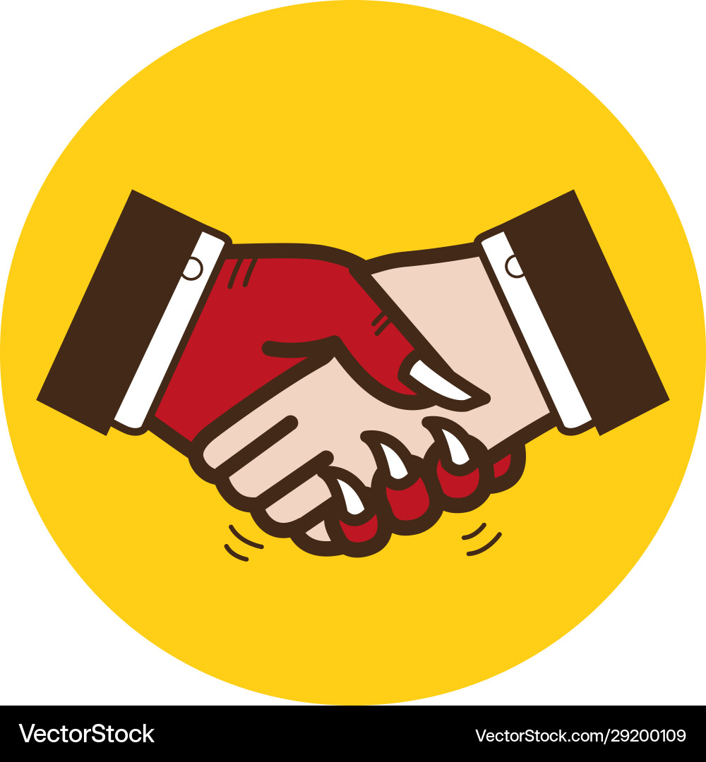 Handshake with devil icon Royalty Free Vector Image