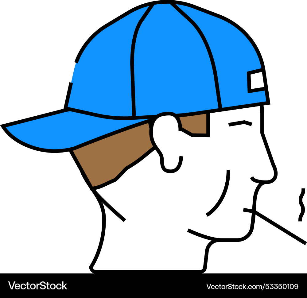 Kid smoking cigarette icon color Royalty Free Vector Image